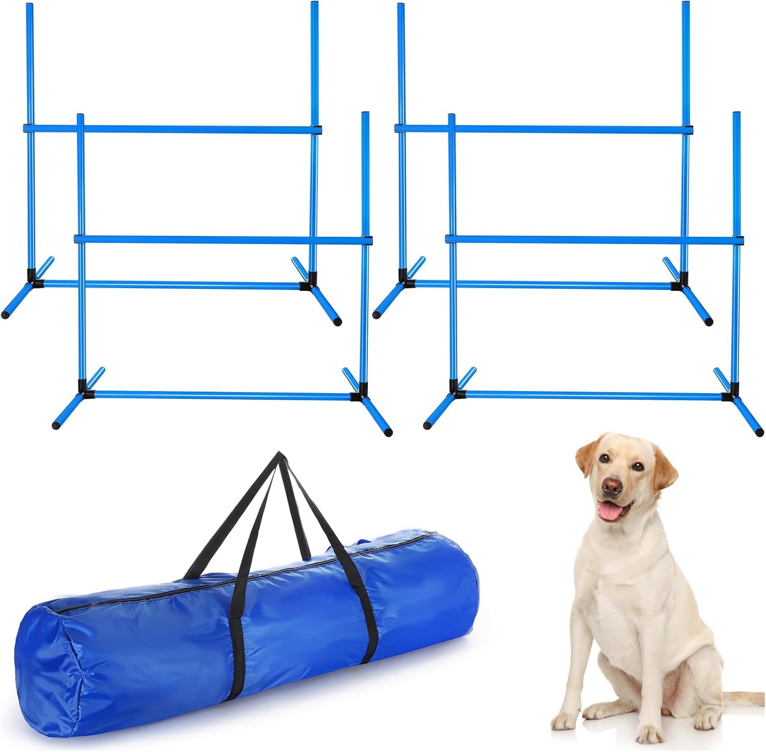 Shappy 4 Pieces Dog Agility Equipment with Adjustable Height Jump Bars ...